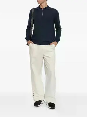 Kiton Quarter-zip Long-sleeve Polo Shirt - Blue