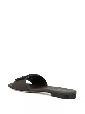 Fendi Baguette Dark Leather Slides