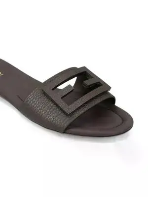 Fendi Baguette Dark Leather Slides