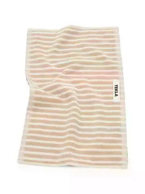TEKLA Horizontal-stripe Cotton Towel Neutrals