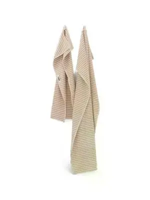 TEKLA Horizontal-stripe Cotton Towel - Neutrals