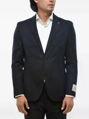 Corneliani Single-breasted Herringbone Jacket - Blue