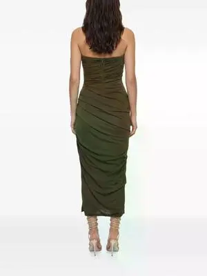 Alex Perry Ruched Strapless Midi Dress - Green