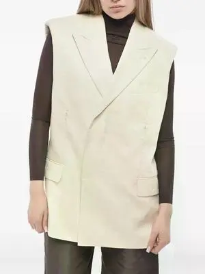 Helmut Lang Double-breasted Padded-shoulder Vest - Neutrals