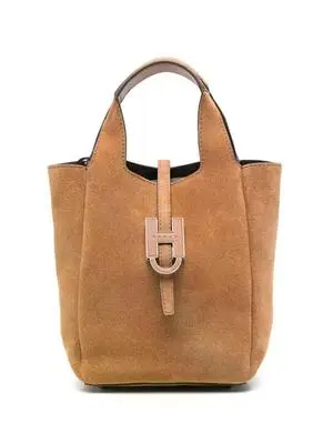 Hogan Logo-plaque Suede Tote Bag - Brown