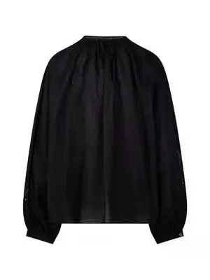 FORTE_FORTE Fleurs D'orient Floral-embroidered Gathered Shirt - Black