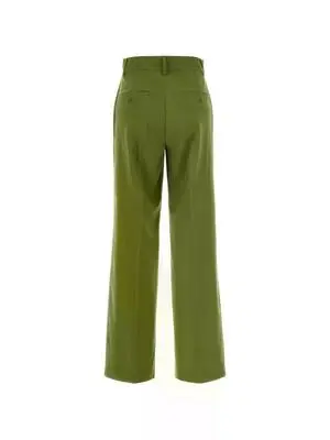 Max Mara Visivo Stretch Wool Palazzo Trousers - Green