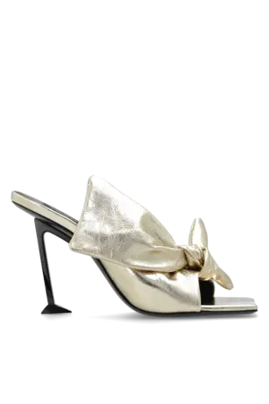 Givenchy Leather Heeled Mules With A Bow - Gold