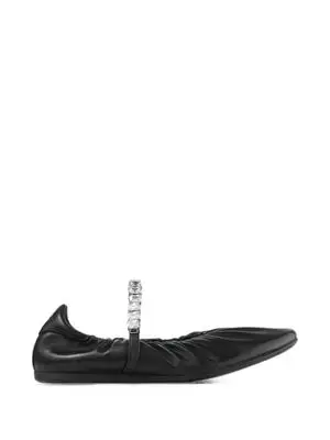 JIMMY CHOO Jade Soft Nappa-leather Ballerina Flats With Crystal Strap - Black