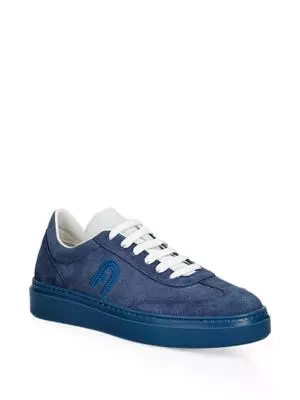 Furla Hype Logo-embroidered Suede Sneakers - Blue