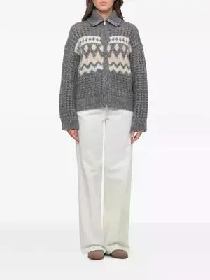 Peserico Sequin Embellished Perforated Zip-up Sweater