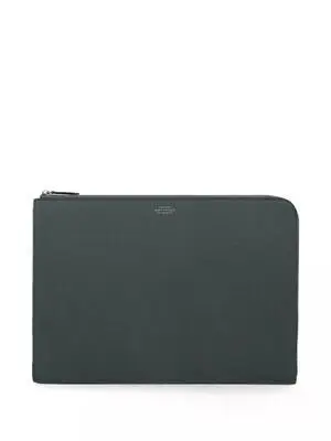Smythson Large Panama-leather Laptop Case - Green