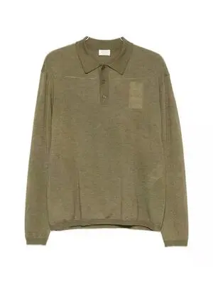 Saint Laurent Long-sleeve Knitted Polo Shirt - Green