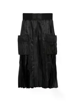 Sacai Quilted Pleated Midi Skirt - Black