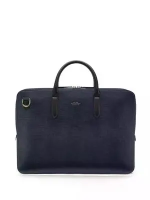 Smythson Panama Slim Briefcase - Blue