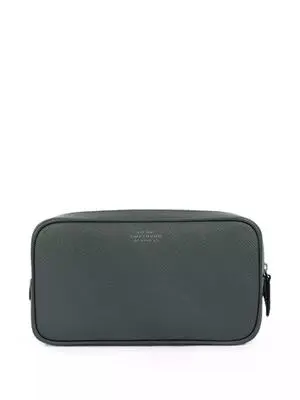 Smythson Panama Logo-print Wash Bag - Green