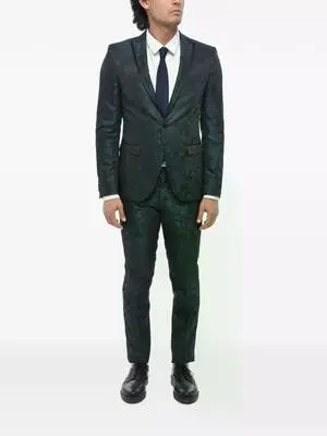 Corneliani Damask-pattern Satin-trim Suit - Green