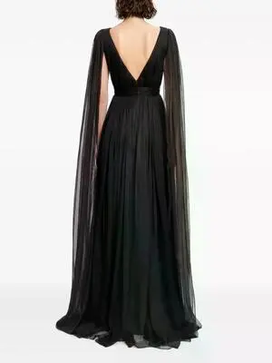 FRAMBOISE Yamina Cape-style Maxi Dress - Black
