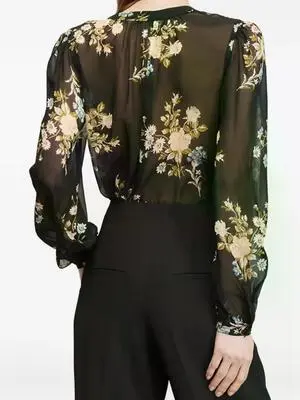 Veronica Beard Ashlynn Floral-print Blouse - Black