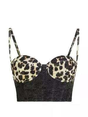 Roberto Cavalli Leopard-print Bustier Top - Black