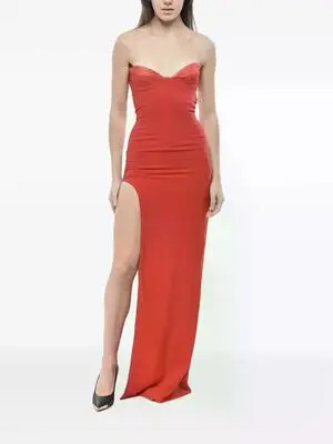 MONOT Strapless High-slit Maxi Dress