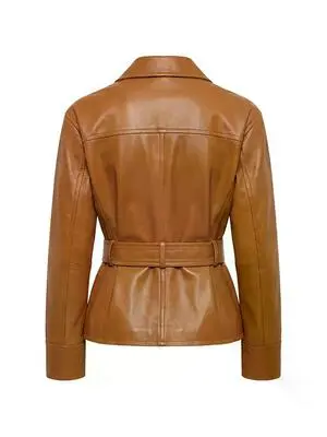 Max Mara Giusto Belted Leather Biker Jacket