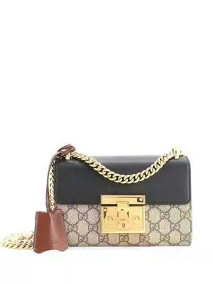 Gucci Padlock Shoulder Bag Gg Coated Canvas And Leather Small Crossbody Bag - Brown