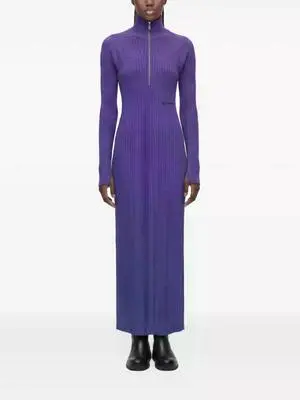 Karl Lagerfeld Ribbed Knit High Neck Maxi Dress - Purple