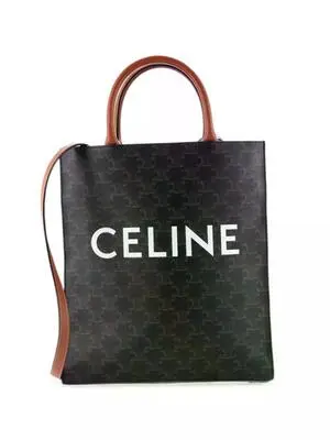 Celine Vertical Cabas Triomphe Coated Canvas Small Tote Bag - Brown