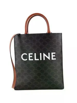 Celine Vertical Cabas Triomphe Coated Canvas Small Tote Bag - Brown