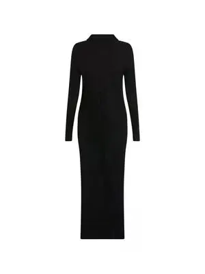 Karl Lagerfeld Ribbed-knit Maxi Dress With Half-zip