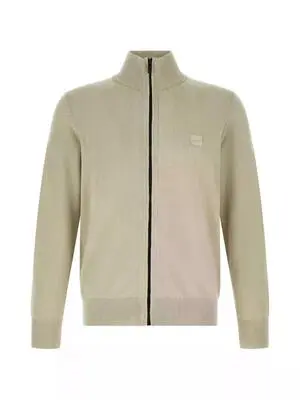BOSS Logo-patch Zip-up Cardigan - Neutrals