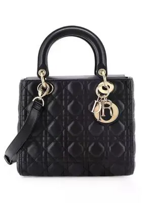 Dior Lady Nm Bag Cannage Quilt Lambskin Medium Satchel - Black