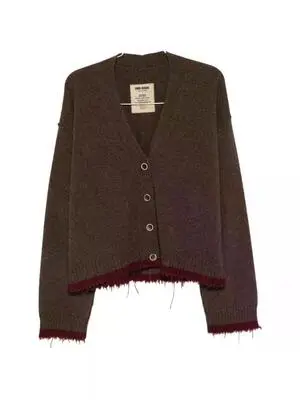 UMA WANG Frayed-edge Oversized Cardigan - Brown