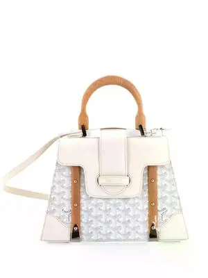 Goyard Saigon Top Handle Bag Coated Canvas With Leather Pm Satchel - White