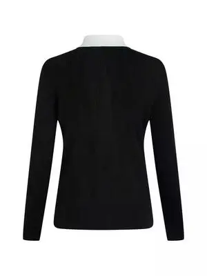 Karl Lagerfeld Ribbed Knit Layered Sweater With Pointed Collar
