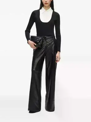 Karl Lagerfeld Ribbed Knit Layered Sweater With Pointed Collar