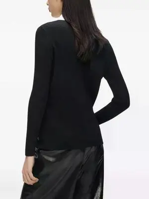 Karl Lagerfeld Ribbed Knit Layered Sweater With Pointed Collar