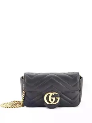 Gucci Gg Marmont Matelassé Leather Super Mini Crossbody Bag - Black