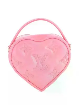 LOUIS VUITTON Heart Pouch Bag Bubblegram Leather Crossbody Bag - Pink