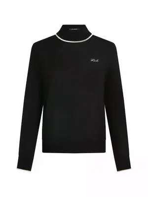 Karl Lagerfeld Logo-embroidered Turtleneck Sweater - Black