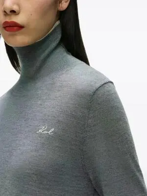 Karl Lagerfeld Wool Turtleneck Sweater With Embroidered Logo