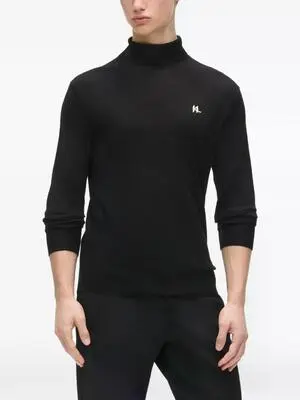 Karl Lagerfeld Monogram Wool Turtleneck Sweater
