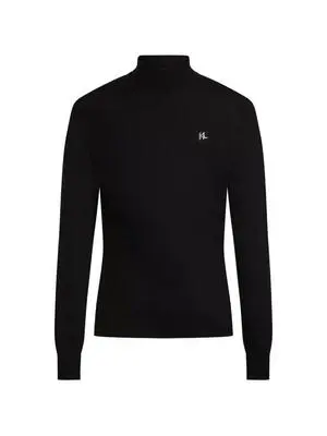 Karl Lagerfeld Monogram Wool Turtleneck Sweater - Black