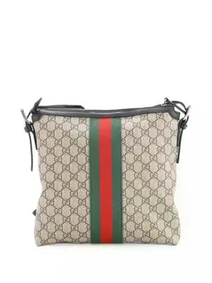 Gucci Web Messenger Bag Gg Coated Canvas Medium Crossbody Bag
