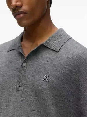 Karl Lagerfeld Merino Wool Long-sleeved Polo Shirt