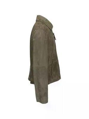 Loewe Zip-up Jacket In Suede Lambskin - Green