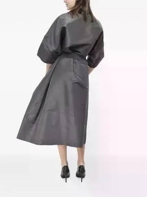 SUPER BLOND Belted Silk Midi Dress