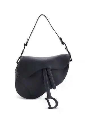 Dior Ultra Matte Saddle Handbag Leather Medium Shoulder Bag - Black