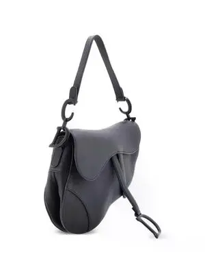 Dior Ultra Matte Saddle Handbag Leather Medium Shoulder Bag - Black